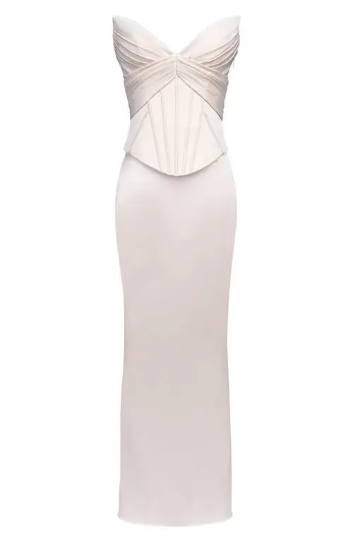 house of cb cream corset dress Strapless Gown - The Regular Cup option Colour:BROWN Length:MIDI Cb nalita dress Zac Posen womens Embroidered