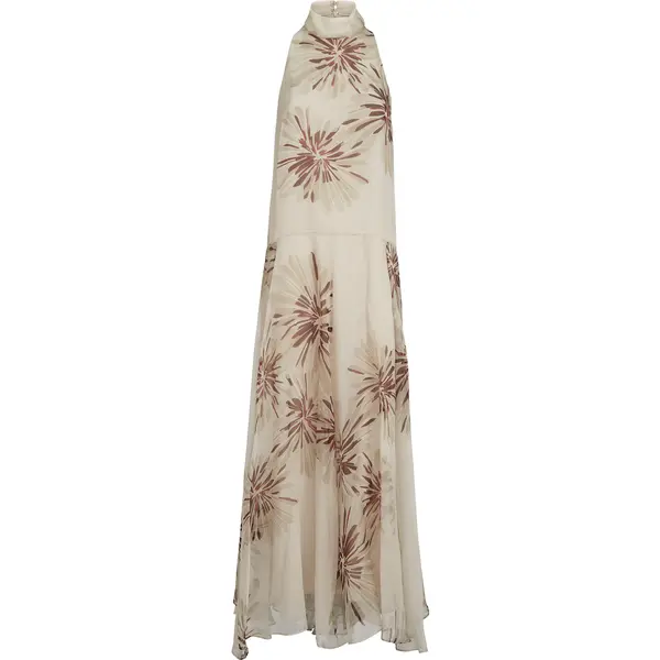 Brunello Cucinelli Bloom Print Organza Dress - Beige