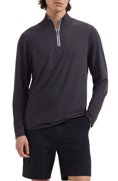 Bugatchi Mélange Quarter Zip Pullover - Black