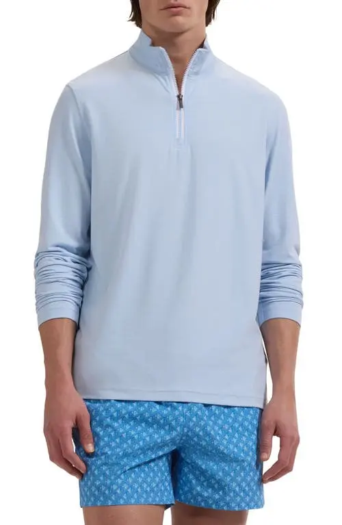 Bugatchi Mélange Quarter Zip Pullover - Vista Blue