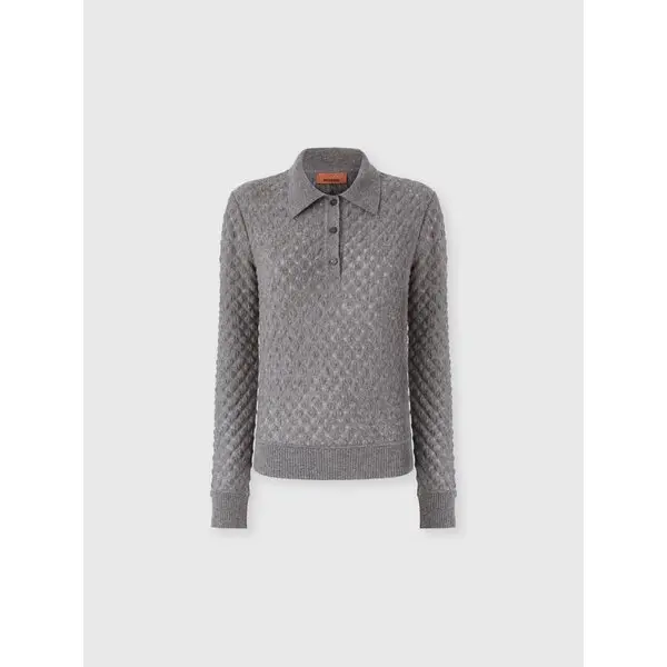 Missoni Cashmere Polo With Lace Motif - Grey
