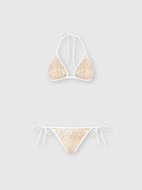 Missoni Bikini In Viscose Lamé With Lace Motif And Sequins - Gold& White