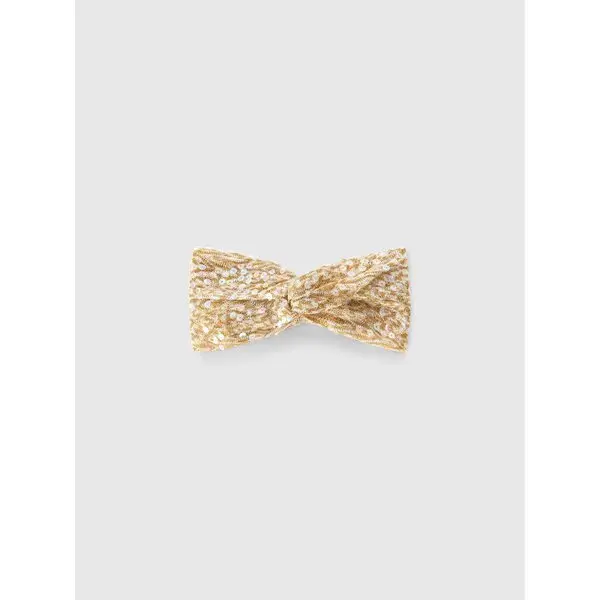 Missoni Headband In Lamé Viscose With Lace Pattern And Sequins - Gold& White