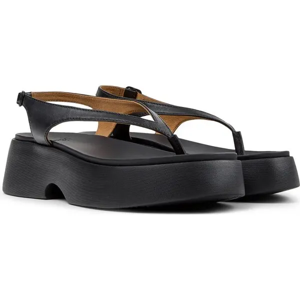 Camper Tasha Platform Thong Sandal - Black