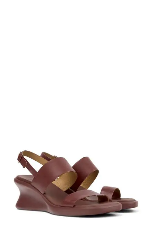 Camper Louise 2-strap Slingback Wedge Sandal - Burgundy