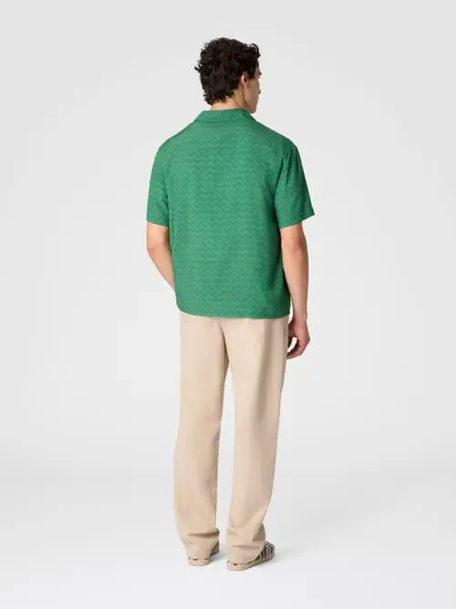 UM Bowling Shirt In Viscose With Tone-on-tone Zigzag Print