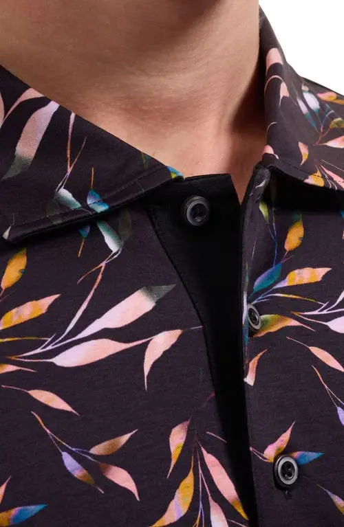 Bugatchi Hendrix Leaf Print Pima Cotton Polo