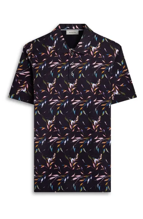 Bugatchi Hendrix Leaf Print Pima Cotton Polo