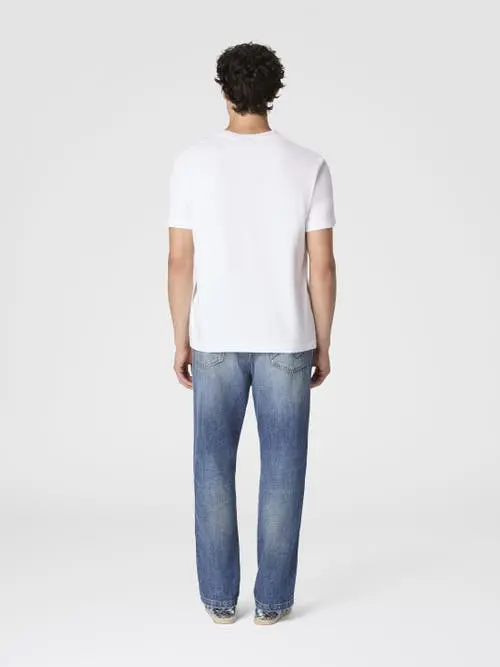 UM Crew-neck Cotton T-shirt With Macro Zigzag Print