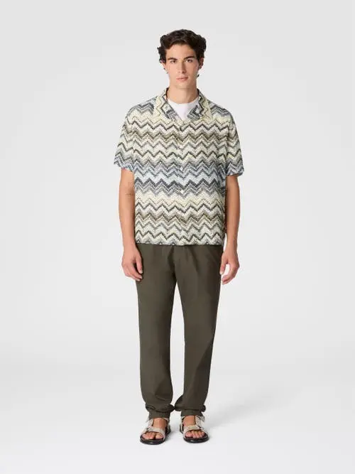 UM Bowling Shirt In Viscose With Dashed Zigzag Print