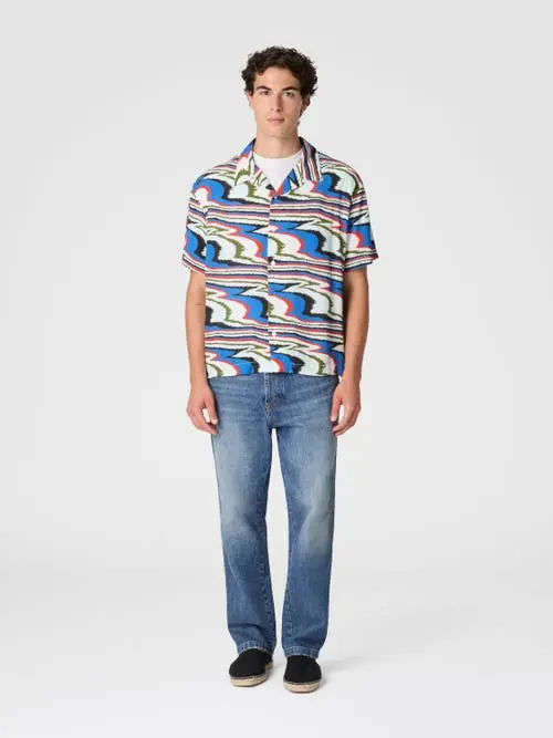 UM Bowling Shirt In Viscose With Flame Print
