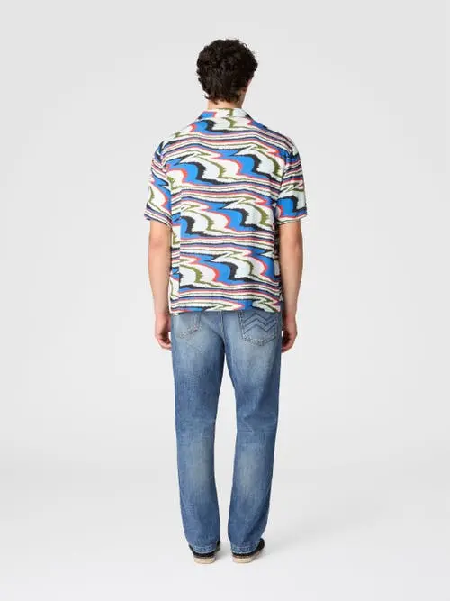 UM Bowling Shirt In Viscose With Flame Print