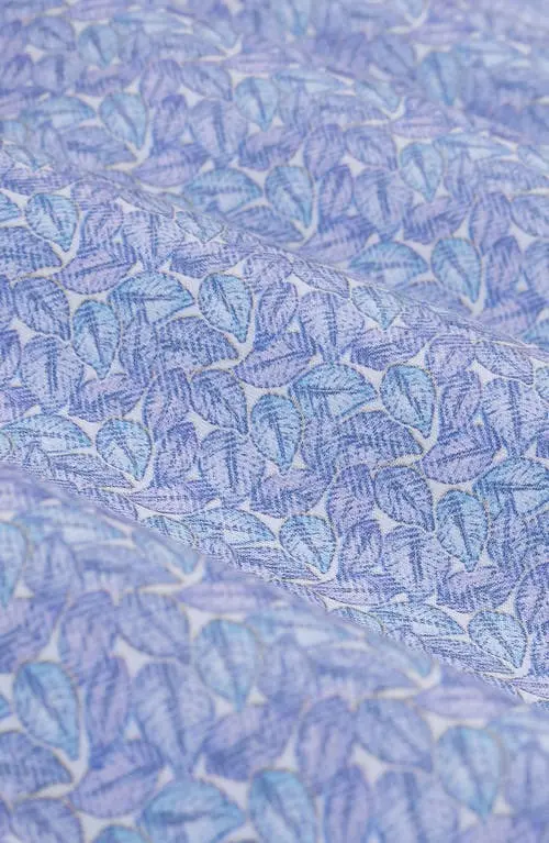 Bugatchi Milo Ooohcotton® Leaf Print Short Sleeve Button-up Shirt - Iris