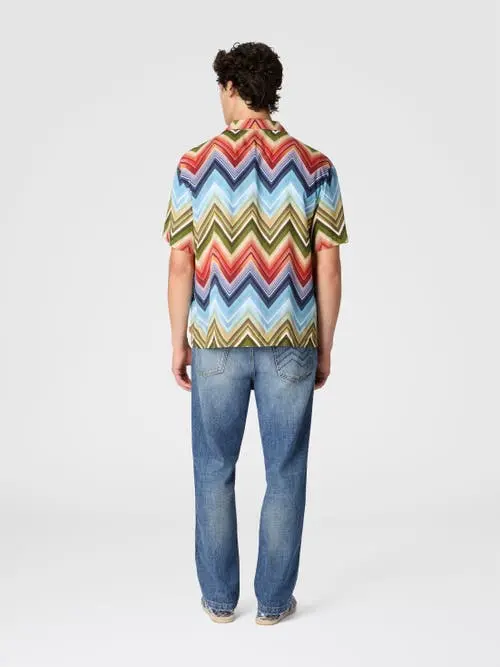 UM Bowling Shirt In Viscose With Macro Zigzag Print