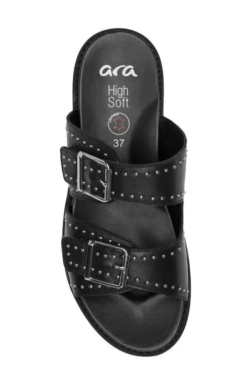 ARA Elm Studded Buckle Strap Slide Sandal