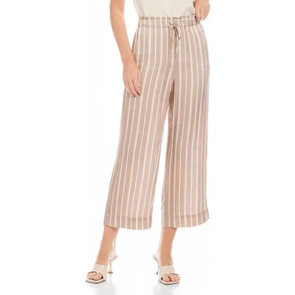 Fifteen Twenty Tasha Stripe Crop Drawstring Pants - Khaki