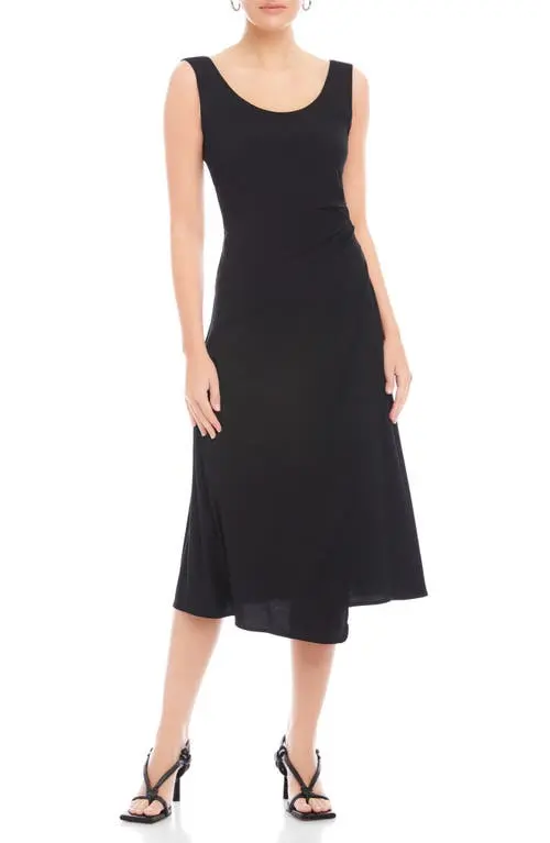 Fifteen Twenty Shari Side Shirred Midi Dress - Black
