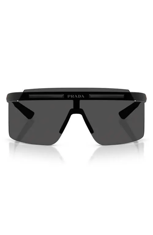 Prada 140mm Rectangular Shield Sunglasses - Matte Black/dark Grey