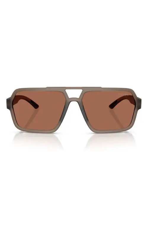 Prada 59mm Pilot Sunglasses - Transparent Brown/brown