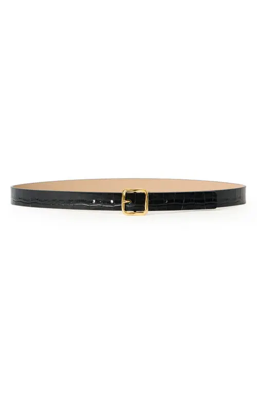B-low The Belt Ellie Croco Embossed Leathe Belt - Black Gold
