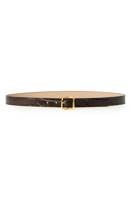 B-low The Belt Ellie Croco Embossed Leathe Belt - Chocolate Gold