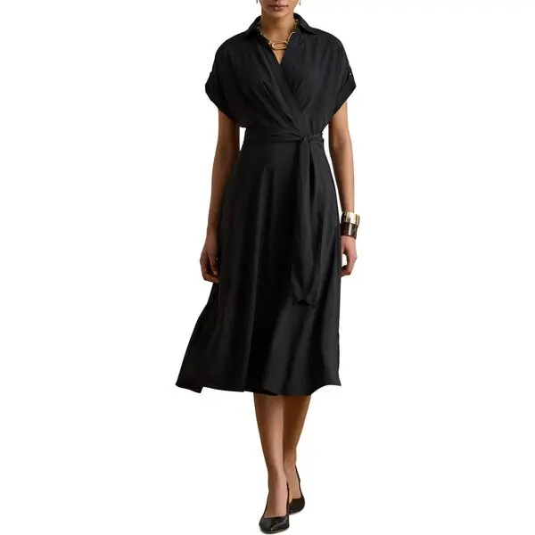 Ralph Lauren Fratillo Faux Wrap Shirtdress - Black