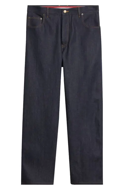 Thom Browne Straight Leg Selvedge Denim Jeans - Navy