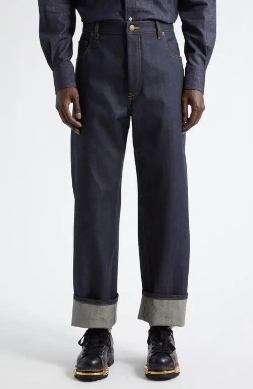 Thom Browne Straight Leg Selvedge Denim Jeans - Navy