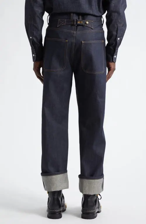Thom Browne Straight Leg Selvedge Denim Jeans - Navy