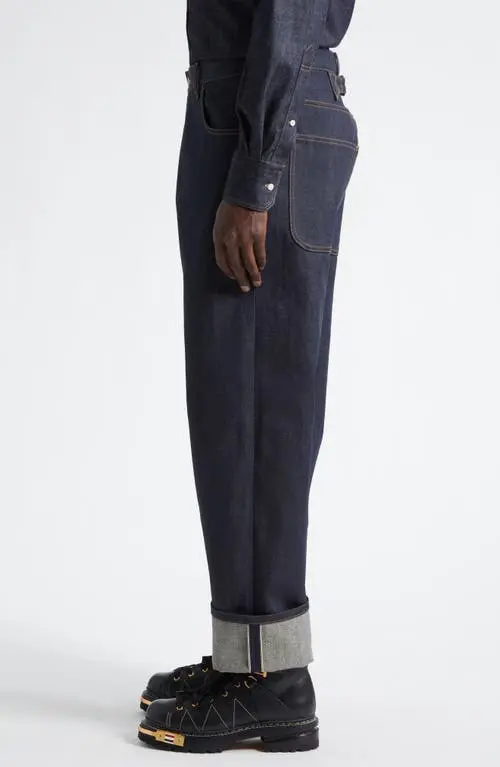 Thom Browne Straight Leg Selvedge Denim Jeans - Navy