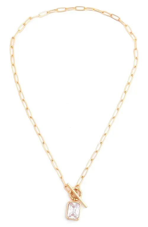 PANACEA Cubic Zirconia Toggle Pendant Necklace - Gold