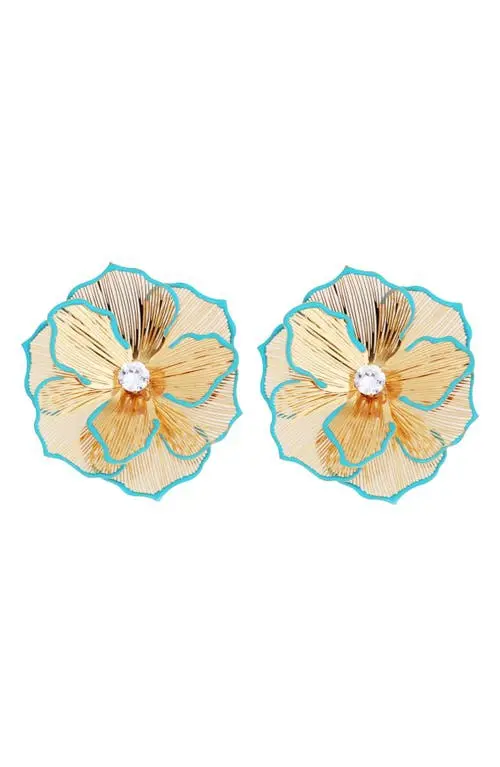 PANACEA Cubic Zirconia Flower Earrings - Turquoise