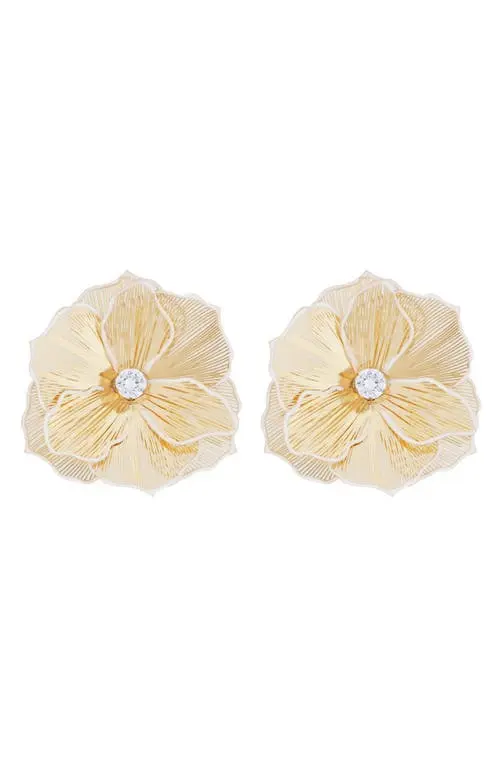 PANACEA Cubic Zirconia Flower Earrings - White