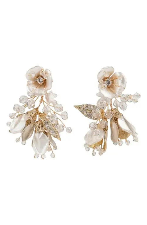 MACRAE & CO. Falling Flowers Drop Earrings - Gold/white