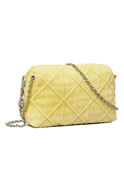 Tory Burch Fleming Denim Soft Crossbody Bag - Yellow