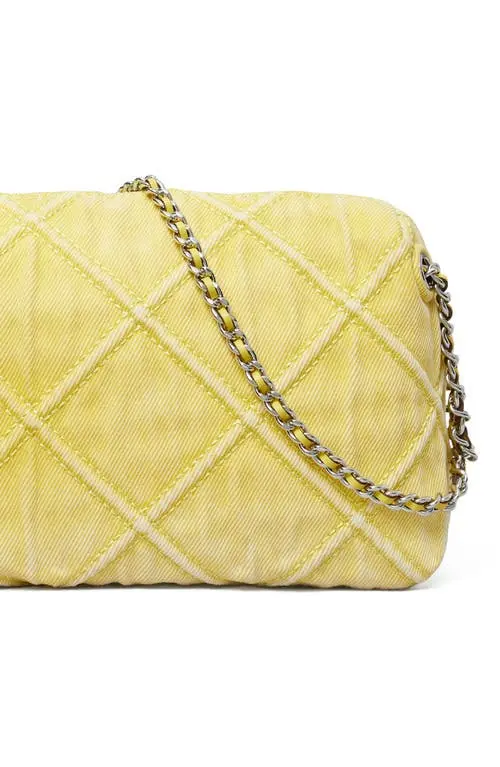Tory Burch Fleming Denim Soft Crossbody Bag - Yellow
