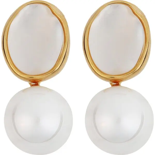 PANACEA Faux Pearl & Freshwater Pearl Drop Earrings - White