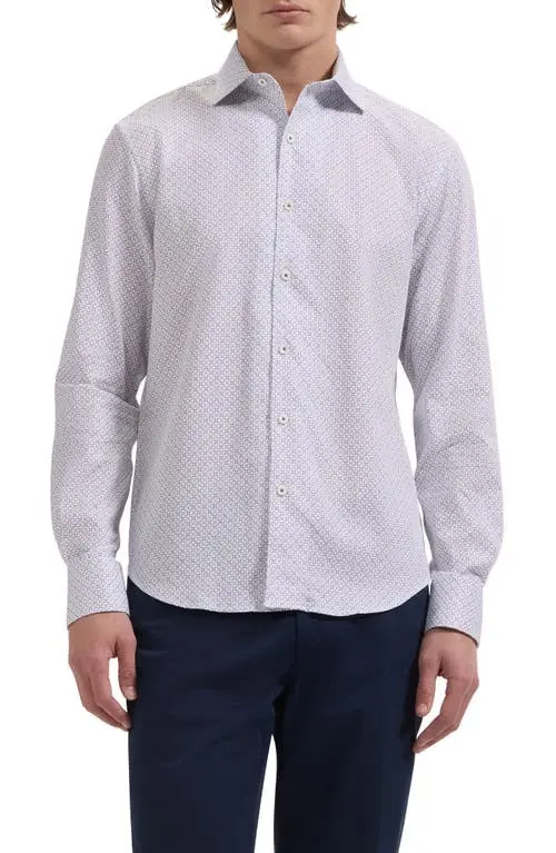 Bugatchi Alvin Shaped Fit Geo Print Button-up Shirt - White