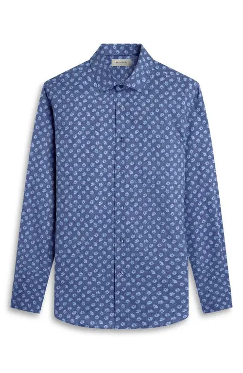 Bugatchi Axel Shaped Fit Floral Print Cotton Button-up Shirt - Navy