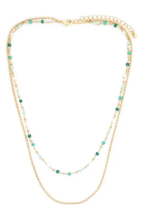 PANACEA Mixed Bead Layered Necklace - Green
