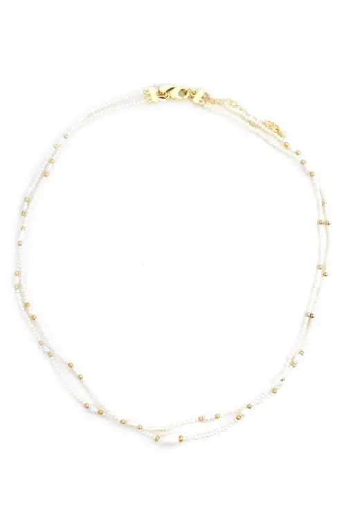 PANACEA Faux Pearl & Freshwater Pearl Double Strand Necklace - White