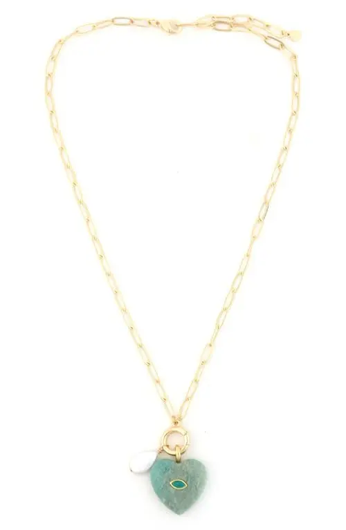 PANACEA Amazonite & Freshwater Pearl Pendant Necklace - Green