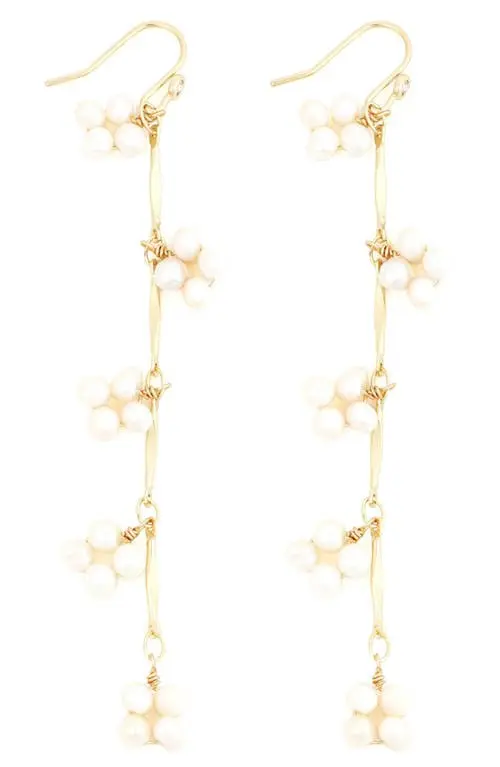 PANACEA Freshwater Pearl Linear Drop Earrings - White