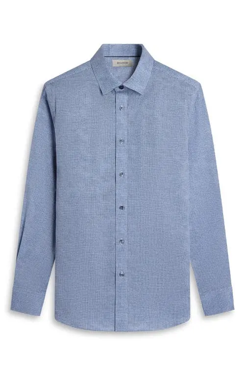 Bugatchi Julian Shaped Fit Houndstooth Cotton Button-up Shirt