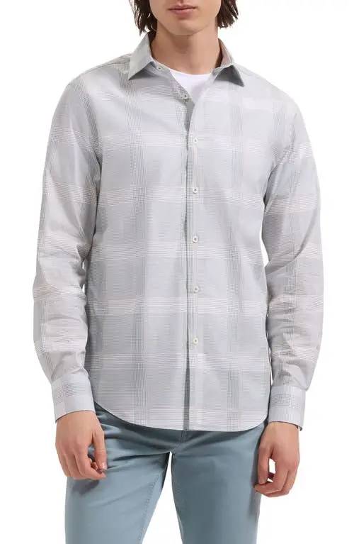 Bugatchi Axel Shaped Fit Glen Plaid Stretch Cotton Button-up Shirt - Shark