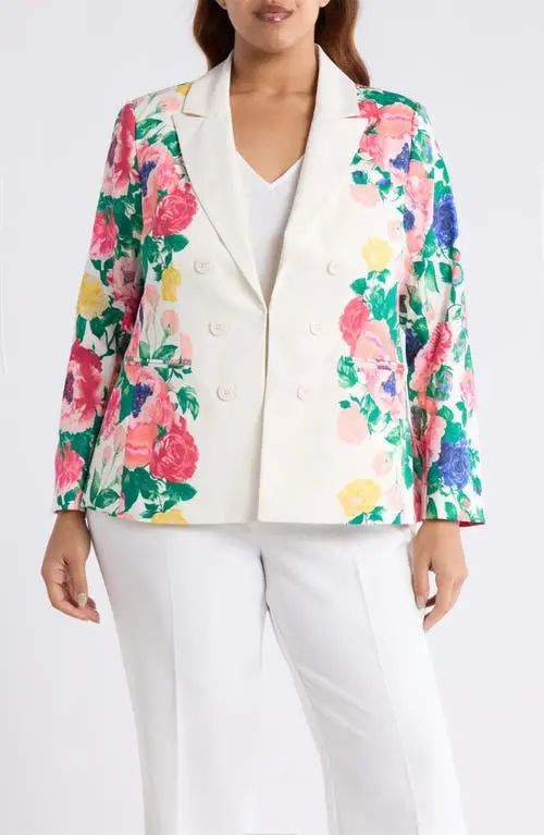 TAHARI ASL Floral Double-breasted Blazer