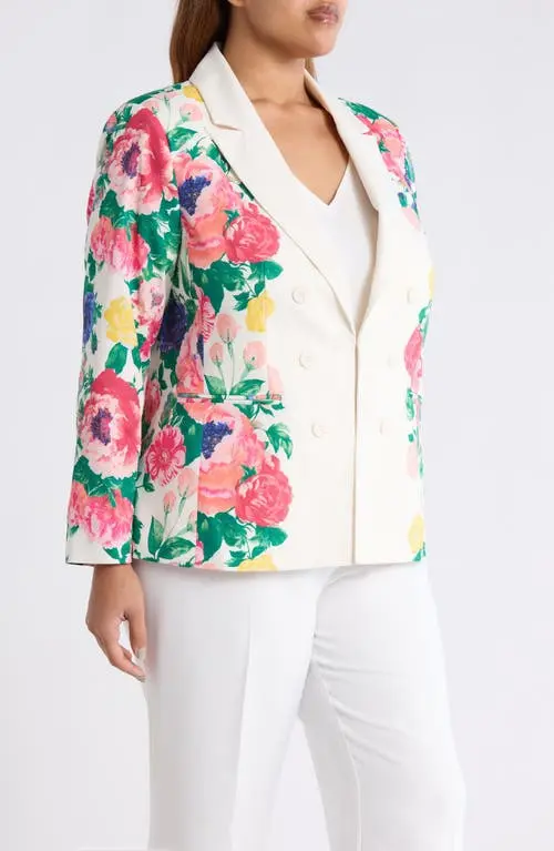 TAHARI ASL Floral Double-breasted Blazer