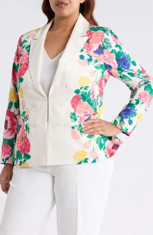 TAHARI ASL Floral Double-breasted Blazer