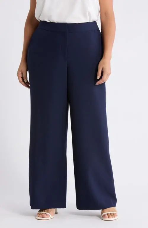 TAHARI ASL Straight Leg Stretch Trousers - Deep Navy
