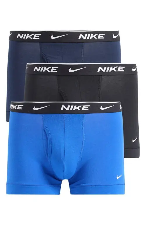 Nike Dri-fit Essential Assorted 3-pack Stretch Cotton Trunks - Blue/black Assorted